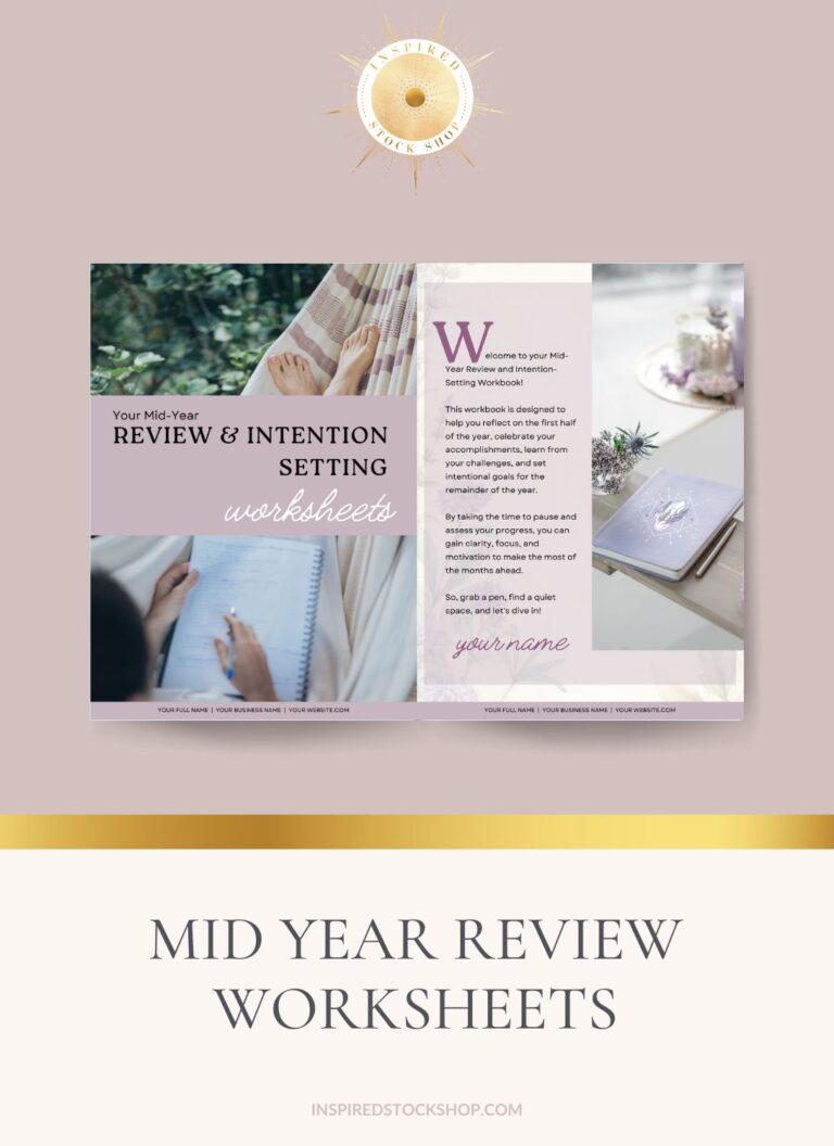 Mid-Year Review Worksheets - Canva Template - Inspired Stock Shop