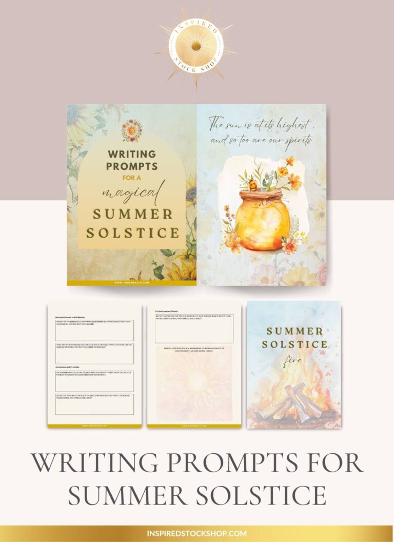Writing Prompts for Summer Solstice - Canva Template - Inspired Stock Shop
